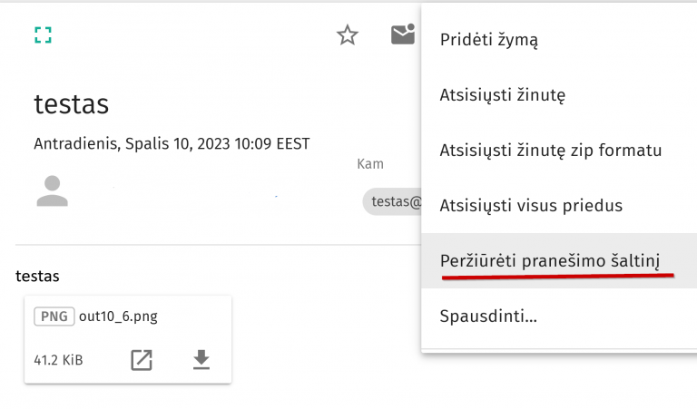 Kaip pasižiūrėti laiškų antraštes | Paslaugos ŠMM įstaigoms